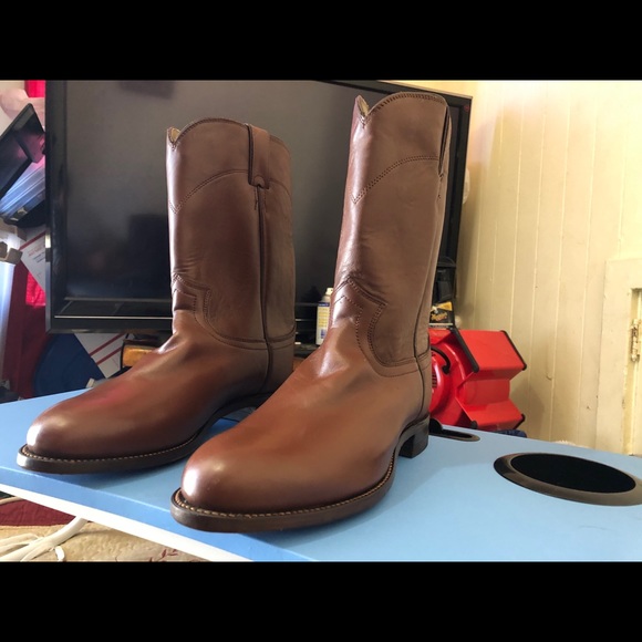 Justin Boots | Shoes | Justin 344 Mens Brown Leather Western Boots Sz 8 ...